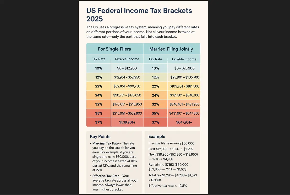Reference Sheet: US Tax Brackets 2025 Explained in Simple Terms ...